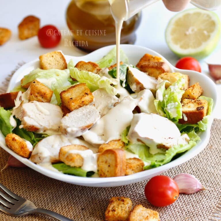 Salade César Maison - la véritable recette | Gâteau et cuisine Rachida