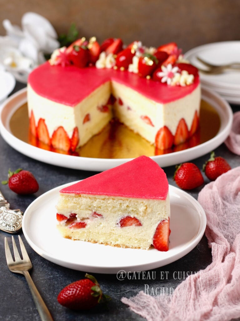Fraisier léger à la crème diplomate | Gâteau et cuisine Rachida