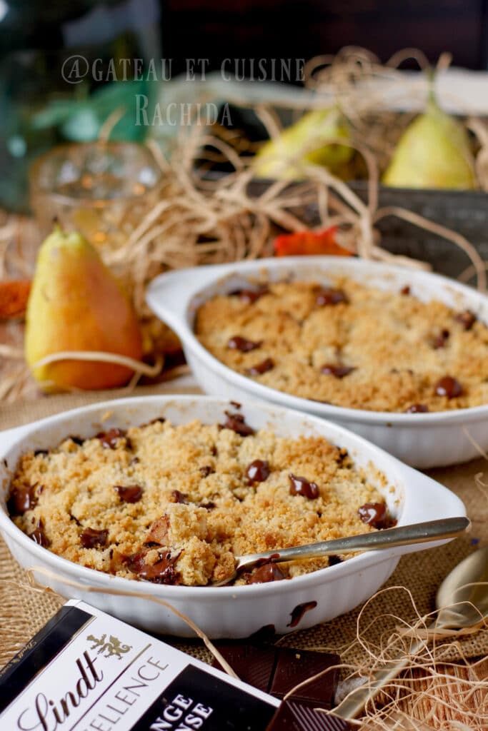 Crumble Poire Chocolat | Gâteau et cuisine Rachida